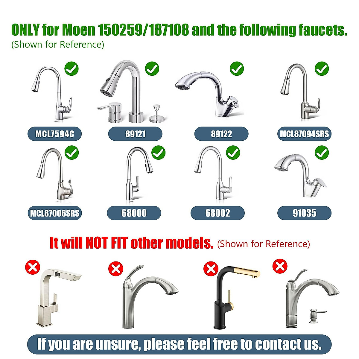 Kitchen Faucet for 150259 Moen Replacement Parts, Pull Down Hose, Sink Sprayer Replacement, Compatible With Moen Parts 187108 Reflex, Brass Connector, 68 Inches