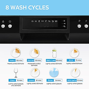 Midea MDC22P1AWW Energy Star Portable Dishwasher, 6 Place Settings & 8 Washing Programs, Speed, Baby-Care, ECO& Glass, Dish Washer for Dorm, RV& Apartment, White