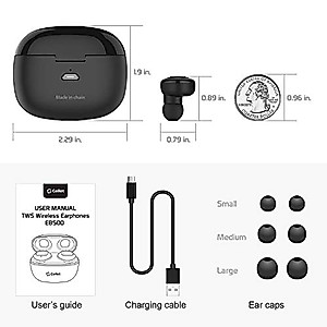 Cellet True Wireless Earbuds with Charging Case Compatible with All Bluetooth Enabled Device, Apple iPhone 12 Pro Max Mini 11 X XR XS Galaxy S21 20 S10 Note 20 10 9 Google Pixel Moto Nokia LG -Black