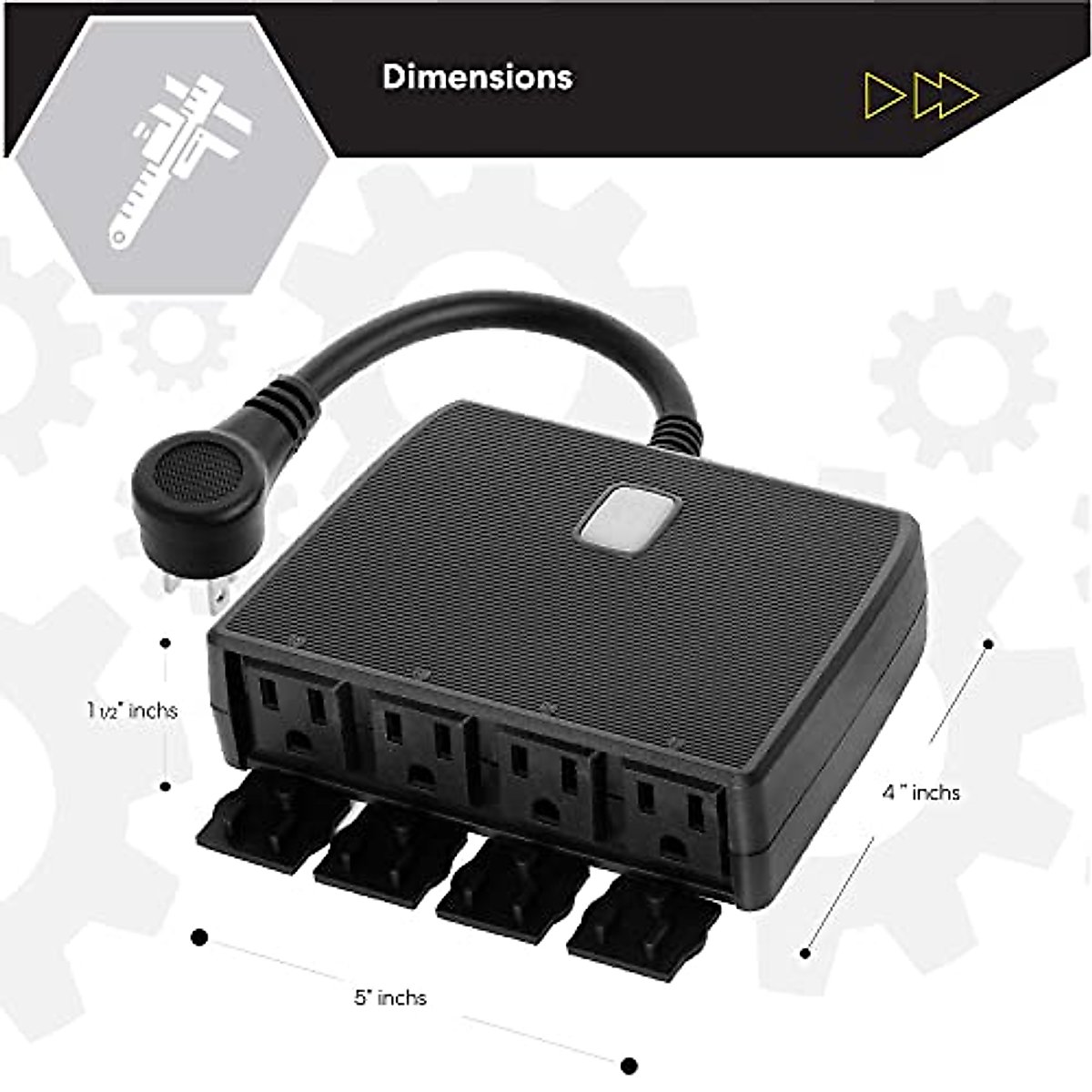 Smart Heavy Duty Outdoor WiFi Plug Waterproof Socket, Electrical Power Extension Cord, Outlet Switch and Timer Works Remotely with Alexa, Google Assistant (4 Sockets)