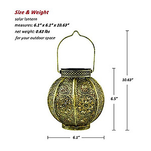 Moroccan Garden Solar Lanterns, {Set of 2} Bohemian Landscape Solar Lights Outdoor Waterproof for Yard Pathway Patio Tree Table Decor (Bronze)