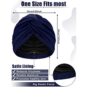 4 Pieces Turbans for Women Silk Satin Lined Turban Head Wrap Adjustable Twisted Turban Headwrap Hair Cover Wrap (Retro Color)