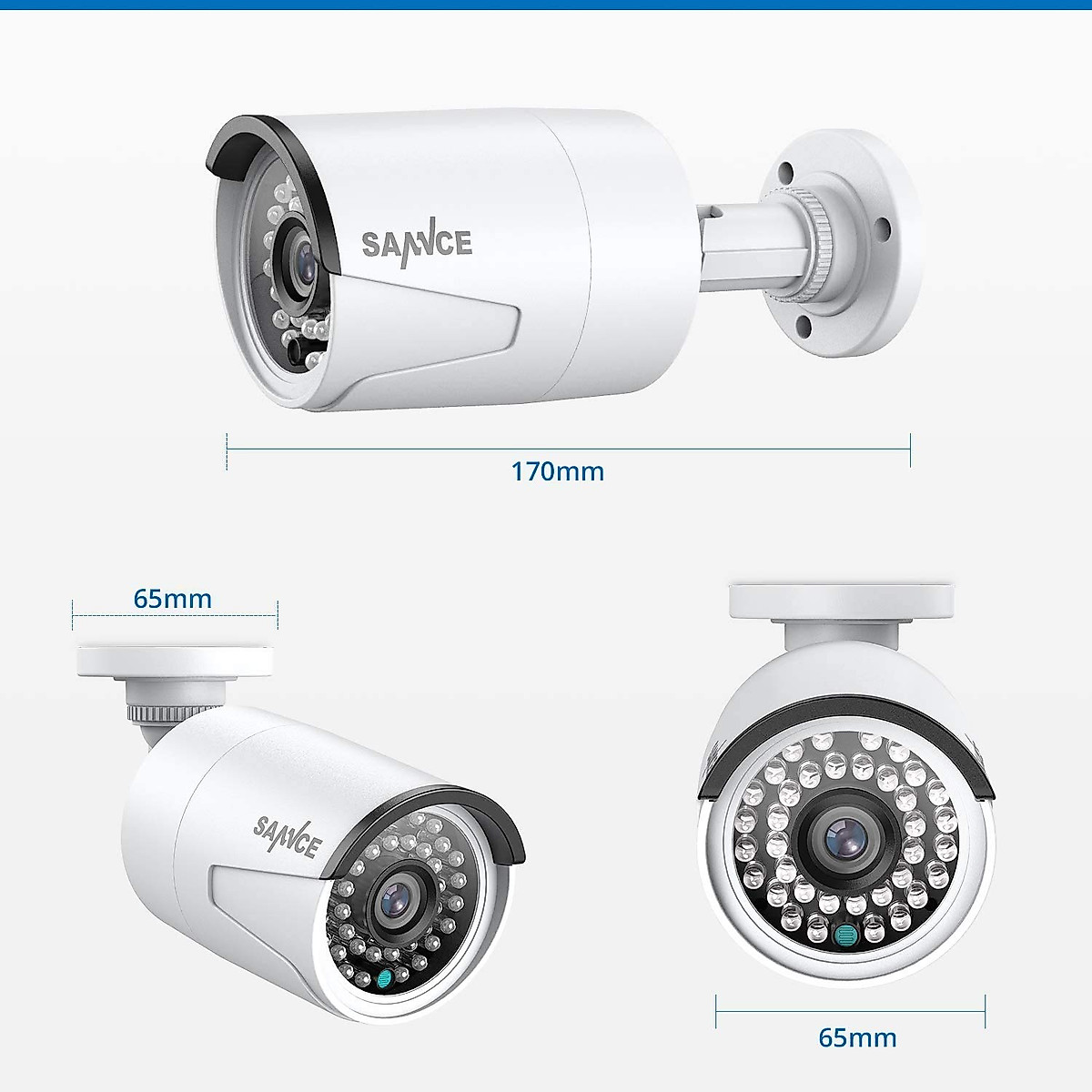 SANNCE 5MP PoE IP Security Camera for PoE NVR, 2Pcs Outdoor Weatherproof Cameras with Smart IR LEDs, Night Vision, Motion Detection, One-Way Audio, Compatible with Alexa