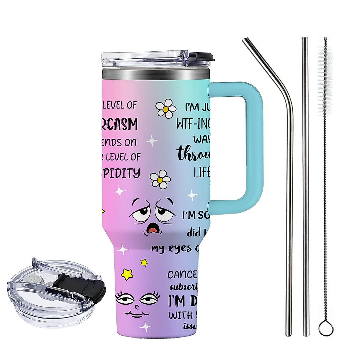 NIAXAUYT Sarcastic Gifts for Women Men, Sarcastic Insulated Tumbler 40oz, Funny Gifts for Humor Cup, Birthday Gifts for Women Coworker Boss Friends Work Bestie Office Coffee Mug