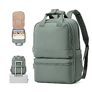 suratio Travel Laptop Backpack for Women Teacher Work Backpack Carry On Bags for Airplane Waterproof Backpack With Laptop Compartment Backpack for Traveling On Airplane Travel Essential Army Green
