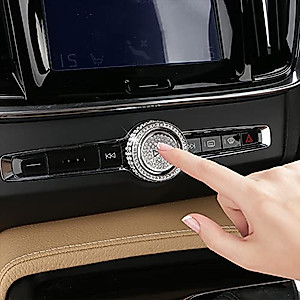 yboueo 2pcs Bling Crystal Control Sound Switch Knob Head Decorative Sequin Cap Cover Decal Trim Fit for Volvo S60 V60 2023-2020/ XC60 2023-2018/ XC90 2023-2015/ S90 /V90