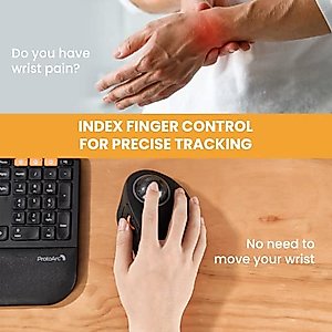 ProtoArc Wireless Bluetooth Trackball Mouse, EM03 Ergonomic RGB Rollerball Mouse Rechargeable Computer Laptop Mouse, 3 Device Connection&Index Finger Control for iPad, Mac, Windows-Black