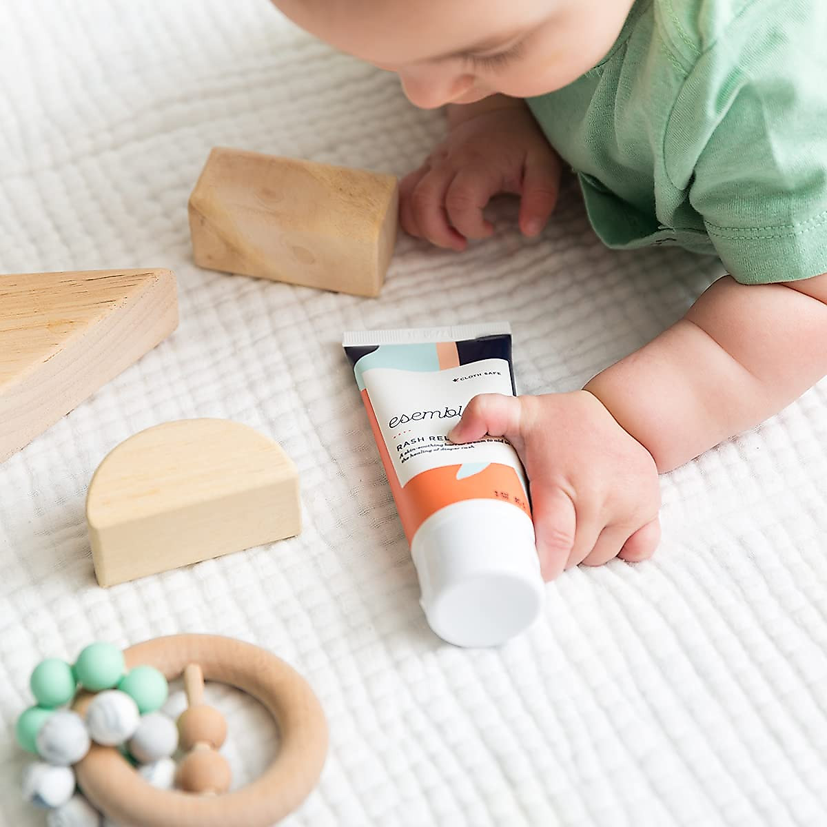 Esembly Cloth Diaper Bundle Set (Size 1, Mist), Rash Relief Cream (3 oz), Everyday Balm (4 oz), Wipe Up Wash Kit and 12pk Wipe Ups Bundle - Complete Diapering Package for Babies