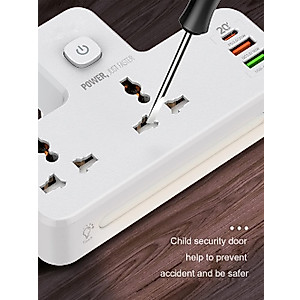 Wall Mount Outlet Extender with 3 USB Charging Port (1 USB C Port) Power Strip with a Touch-Control LED Night Light Max 10A 2500W Flat Plug Universal Socket Spaced Outlet