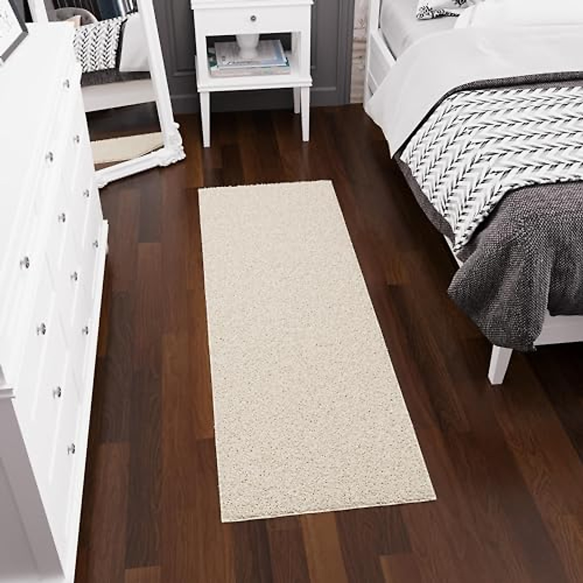 Ottomanson Indoor Solid Shag Design Rubber Back 2x5 Soft Pile Shag Runner Rug for Hallway, Entryway, Kitchen, Living Room, Bedroom, Bathroom, 20" x 59", Cream