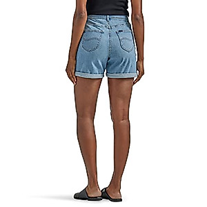 Lee Women's Ultra Lux High Rise Cuffed A-Line Denim Short, Dew Drop