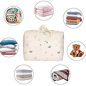 VADUMA Foldable Portable Storage Bag Double Zipper Design Moving Bags Totes Quilt Pillow Blanket Organizing Bag(Beige cat)
