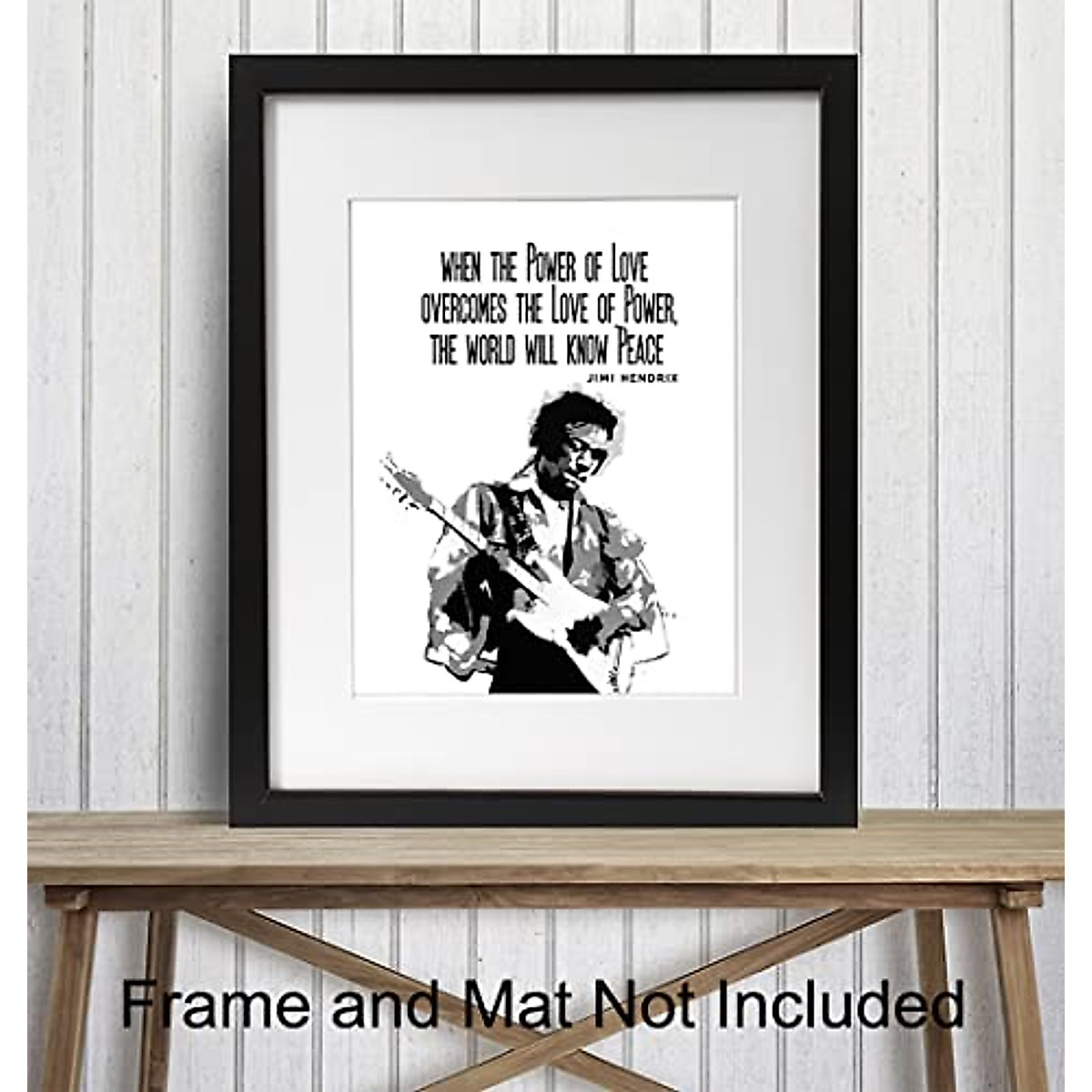 Jimi Hendrix Poster,- Inspirational Wall Art Print - Graffiti Street Art, Urban Home or Wall Decor - Gift for 60's Music, Woodstock Fans, Guitarists, Musicians - 8x10 Quote Photo Picture