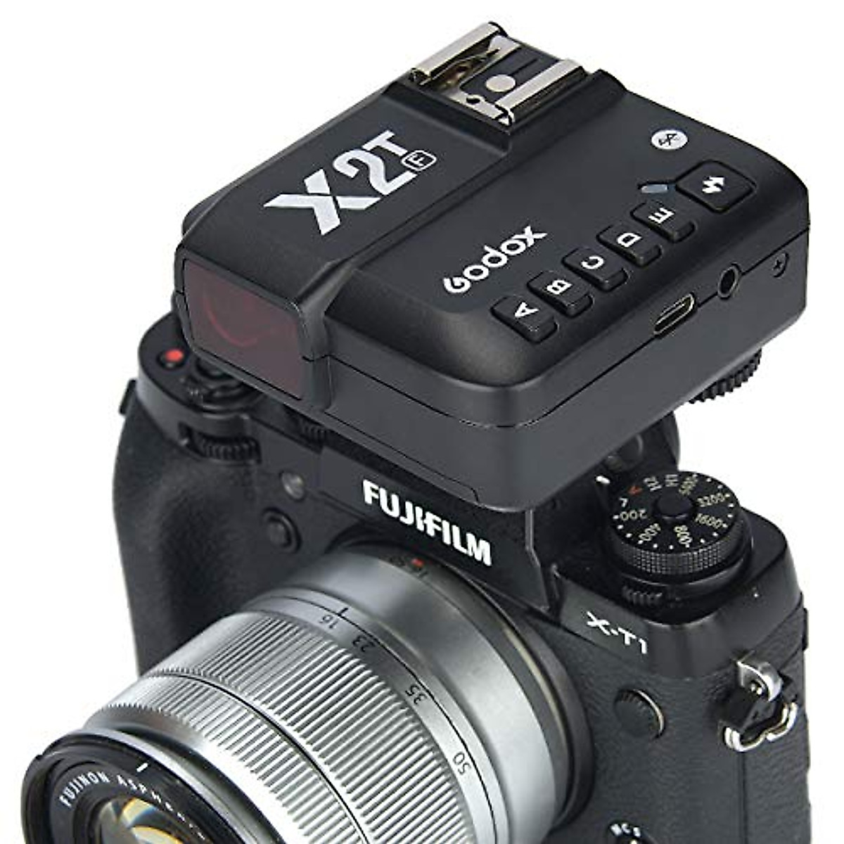 Godox X2T-F TTL Wireless Flash Trigger for Fujifilm Fuji, Bluetooth Connection, 1/8000s HSS, 5 Separate Group Buttons, Relocated Control-Wheel, New Hotshoe Locking, New AF Assist Light