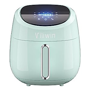 VILIWIN Air Fryer 4.5 QT Digital Air Fryer Cooker 8 Preset Menus AirFryer Hot Air Fryer with Auto Shut Off 30 Minute Timer Adjustable Temperature Control Nonstick Tray 1400W Air Fryer Blue