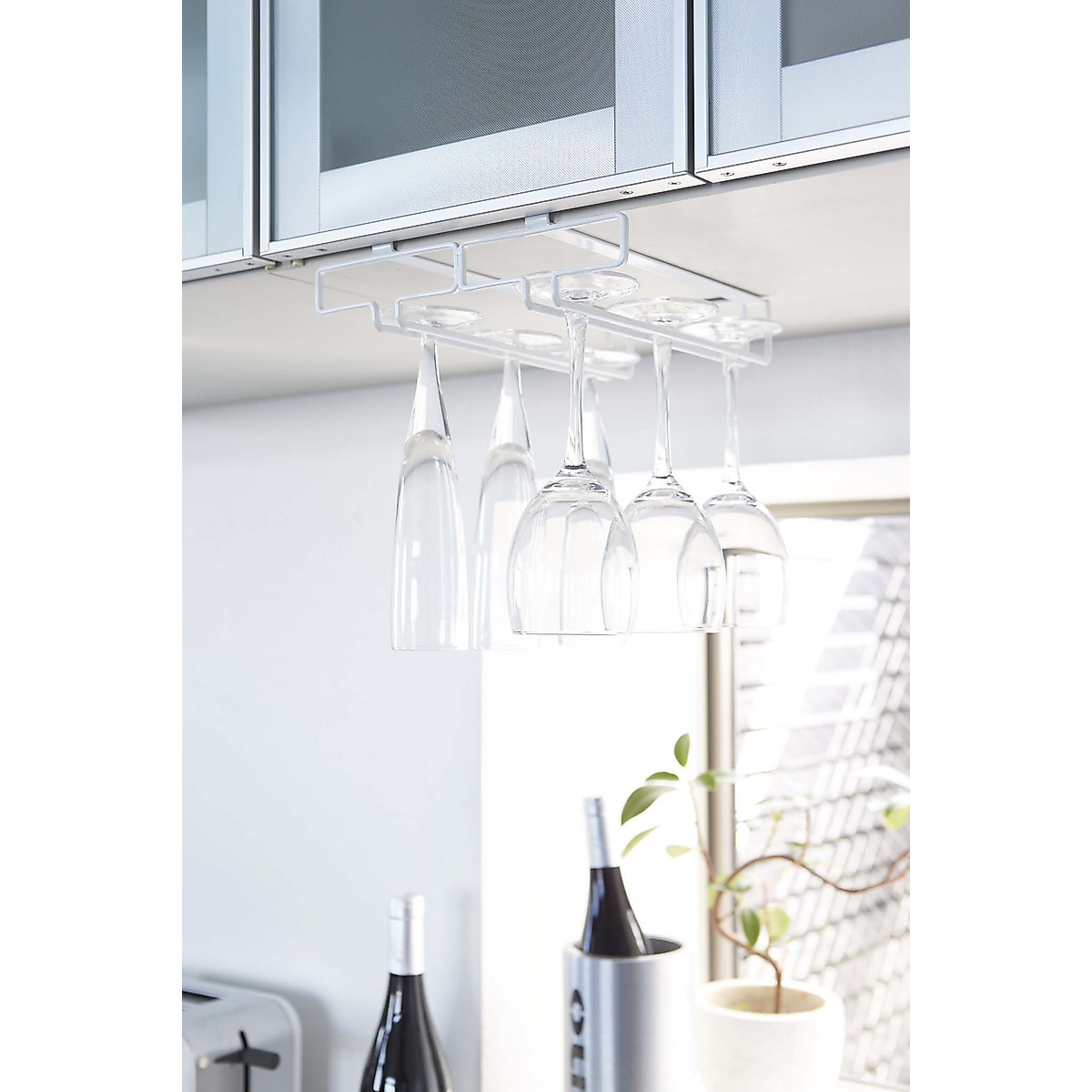 YAMAZAKI home 2464 Shelf Wine Glass Rack-Hanging Storage Holder, One Size, White