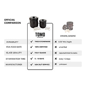 TOMO Fermentation Crock with Weights - Ceramic Sauerkraut Pickling Crock - Stoneware Kombucha Brewing (3L)