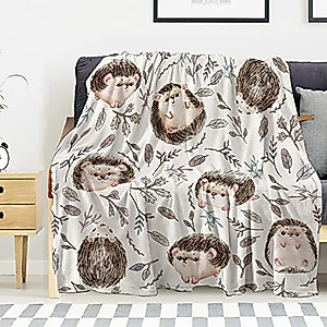 ARTBLANKET Cute Hedgehog Blanket for Fall Winter Spring All Season Warm Fuzzy 40x30 in for pet Microplush Lightweight Thermal Fleece Summer Autumn Blankets for Couch Bed Sofa