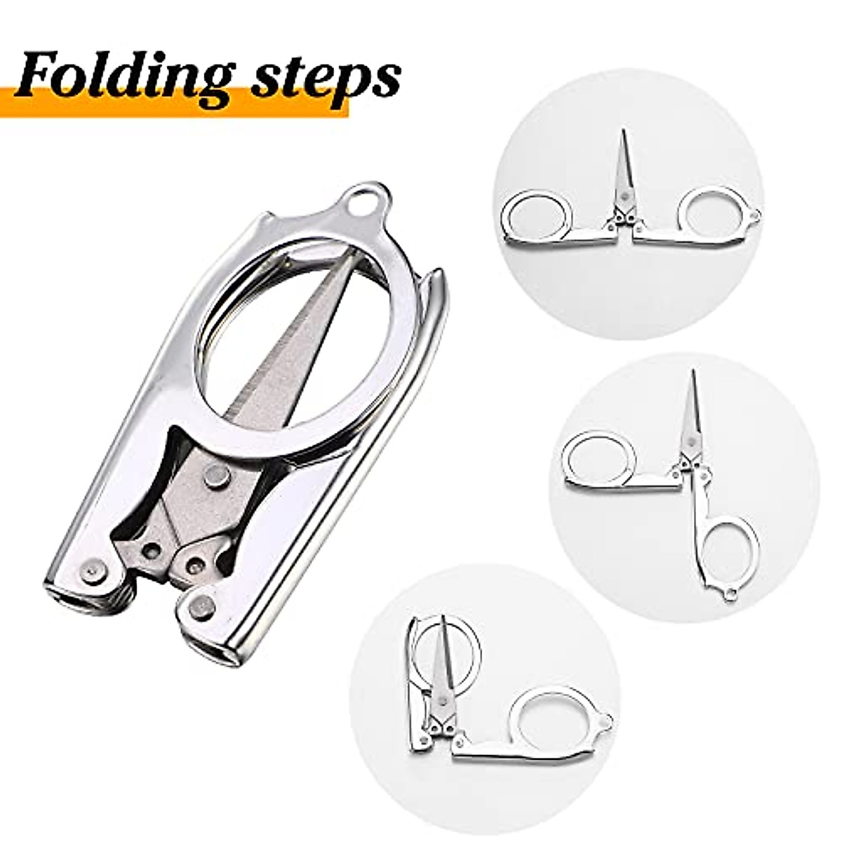 3 Pieces Folding Scissors Stainless Steel Portable Scissors Foldable Small Scissors Portable Travel Scissors Mini Folding Scissors Cutter for Home Travel, Silver