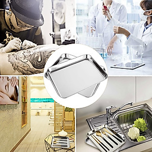 3PCS Metal Tray, 8''x10.5''x1''Stainless Steel Tray, Thickening Dental Tray, Professional Medical Surgical Tray Instrument Tray for Kitchen Baking, Lab Instrument, Dental, Medical Surgical Instrument