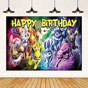 7X5FT Anime Backdrop Cartoon Animation Theme Background Happy Birthday Party Banners for Photoshoot Kids Baby Waterproof Tapestry Reusable Photography Party Supplies Decorations Studio Booth Props