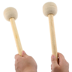 Jiozermi 2 Pcs Drum Mallet 13.22 Inches Length, Wool Felt Drum Stick, Anti-slip Bass Percussion Sticks, Instrument Band Accessory Part for Drums Snare Drums, Beige