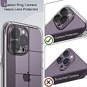 Switdo Compatible with iPhone 14 Pro Case Clear with Built-in Screen Protector&Camera Lens Protector,Transparent Shockproof Cover Full Body Protective Phone Case for iPhone 14 Pro 6.1 inch,Clear