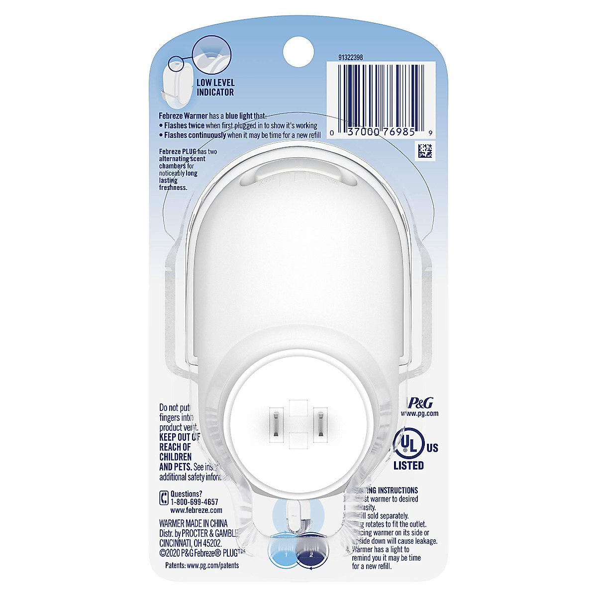 Febreze Plug In Air Freshener Fade Defy Plugs, Scented Oil Warmer- Pack of 4