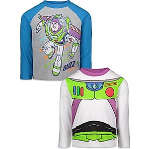 Disney Pixar Toy Story Buzz Lightyear Toddler Boys 2 Pack Graphic T-Shirts Grey/White 4T