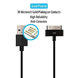 HomeSpot Short 30 pin iPhone 4 Cable Apple MFi Certified 8" 20cm Compatible with iPhone 4S 3G / 3GS, iPad 3 2 1 iPod - 1 Pack