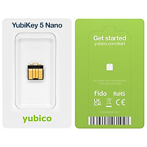 Yubico - YubiKey 5 Nano - Two-factor authentication (2FA) security key, connect via USB-A, compact size, FIDO certified - Protect your online accounts