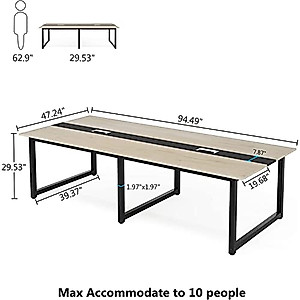 Overstock 8FT Rectangle Conference Table, 94.49L x 47.24W x 29.53H Inches Light Walnut