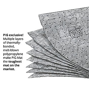 Absorbent Mat Pads in a Dispenser Box by New Pig | Premium Oil Absorbent Pads | 10" x 13" Oil Mats | 100 All Purpose Premium Absorbent Pads | Heavyweight | MAT251