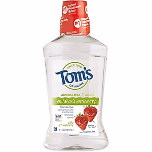 Tom's of Maine Children's Anticavity Mouth Rinse, Kids Mouthwash, Natural Mouthwash, Silly Strawberry, 16 Ounce