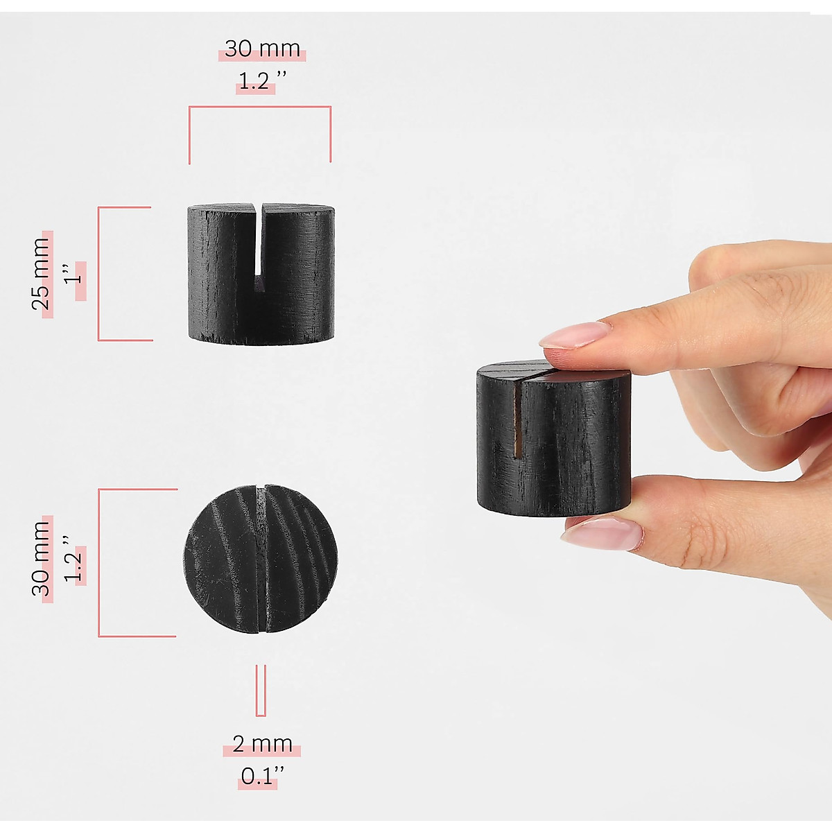 20 Pack Mini Wood Table Number Holders - Place Card Holders, Dinner Table Card Holders, Name Card Holders for Tables, Wooden Picture and Sign Holder (Black)