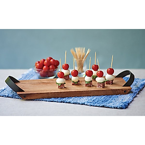Ironwood Gourmet Small Florence Serving Board With Leather Handles, Acacia Wood