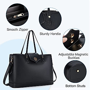 Missnine Women Laptop Bag 15.6 in Vegan Leather Briefcase Large Laptop Purse Work Tote Bag for Office Business