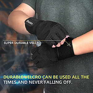 ihuan Ventilated Weight Lifting Gym Workout Gloves with Wrist Wrap Support for Men & Women, Full Palm Protection, for Weightlifting, Training, Fitness, Hanging, Pull ups