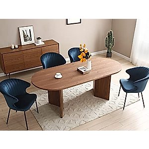 kevinplus 78'' Mid Century Modern Dining Table for 6, Oval Wooden Dining Table Dinner Table for Kitchen Living Room Office, Easy Assembly, Walnut