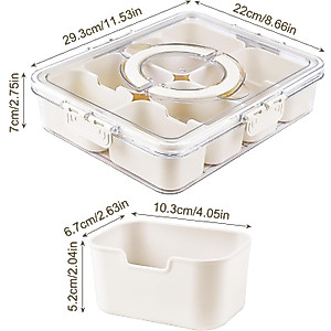ACQTULOU Divided Serving Tray with Lid and Handle, Removable Divided Platter Food Storage Containers with 8 Compartment, Small Boxes for Onion, Ginger, Garlic, Cherry