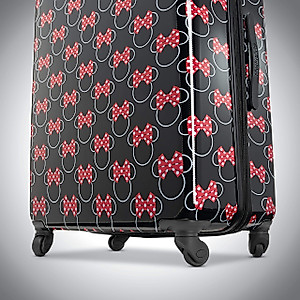 American Tourister Disney Hardside Luggage with Spinner Wheels, Minnie Mouse Head Bow, Checked-Large 28-Inch