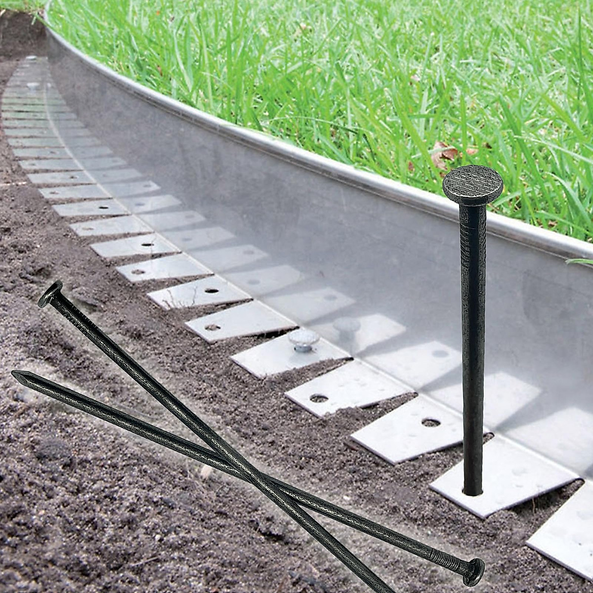 Metal Nails 50 Pcs 10-Inch Landscape Anchoring Spikes for Paver, Weed Barriers, Turf, House Construction, Carpentry Nail, Tent, Anchoring Spikes (10in 50pcs)