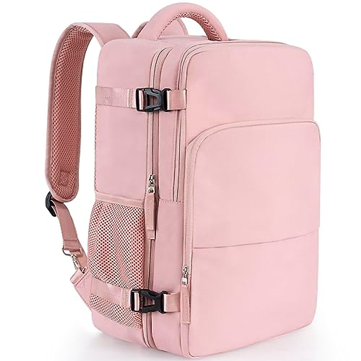 Snoffic Durable Carry On Backpack, Travel Backpack for Women Airline Approved, Large Waterproof College Backpack, Business Work Hiking Casual Daypack Bag, Fits 16" Laptop, Pink