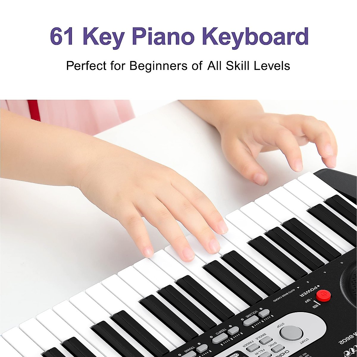 Amyove Keyboard Piano for Beginners, 61 Key Piano Keyboard with Built-In Speaker Microphone, Sheet Stand and Power Supply, Portable Keyboard Teaching for Best Birthday or Christmas Gift