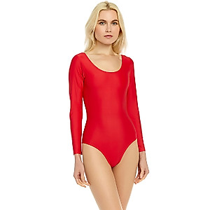 Leveret Womens Leotard Red Long Sleeve X-Large