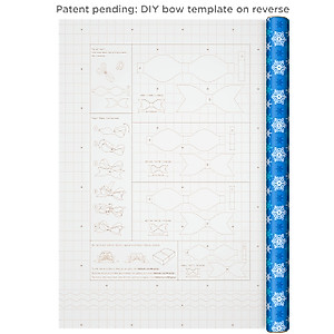 Hallmark Holiday Wrapping Paper with DIY Bow Templates on Reverse (3 Rolls: 120 sq. ft. ttl) Blue and White Snowflakes, Stripes, Solid Blue for Christmas, Hanukkah, Weddings, Birthdays
