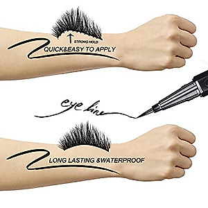 2021 Upgraded Self-adhesive Eyeliner Glue Pen,2 in 1 Eye Liner Pen Diamond Bling Glitter Liquid Eyeliner No Glue, Non Magnetic, Eye Liner for Eye Makeup and Wear Normal False Eyelashes (2021 A)