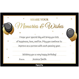Share your Memories and Wishes (50 Cards Pack) - Any Occasion - Graduation Retirement Birthday Party Games Ideas Activities Supplies for Adults - Gender Neutral