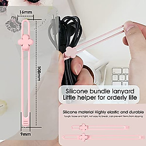 Nearockle Silicone Cable Ties, 15Pcs 4.2" Reusable Cable Straps Cord Organizer Cable Management for Fastening and Bundling Electrical Wire in Travel, Home, Office, School, Desk (Pink)