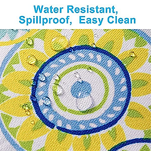 Lamberia Waterproof Tablecloth with Umbrella Hole, 60 Inch Round Tablecloth, Spring/Summer Table Cover for Garden(60" Round, Zippered, Light Blue)